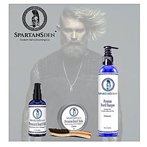 Sale | Spartans Den Premium Beard Shampoo 8oz | Best Beard Wash to Fight Dandruff & Itchiness, Soften, Cleanse, & Promote Beard Growth | Classic Scent