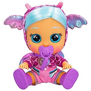 Cry Babies Dressy Fantasy Bruny - 12" Baby Doll | Pink and Purple Shirt with Dragon Themed Hoodie and Baby Pink Pants with Metallic Details, for Girls and Kids 18M and Up