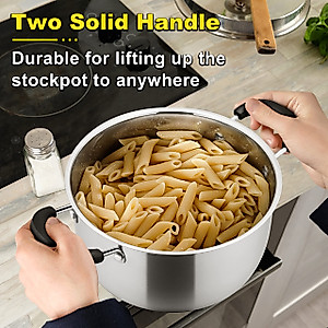 E-far 4 Quart Stock Pot, Stainless Steel Metal Soup Pot with Glass Lid for Cooking, Healthy & Rust Free, Heavy Duty & Dishwasher Safe