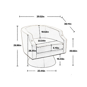 Warmiehomy Swivel Velvet Living Room Chairs Upholstered Accent Chair Round Barrel Arm Chair for Living Room Bedroom Lounge,Blue