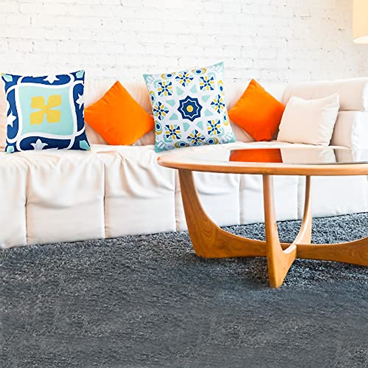 Outdoor Throw Pillow Covers Waterproof, Set of 4 Outdoor Pillows Waterproof, Boho Waterproof Cushion Covers, Outdoor Throw Pillow Case for Outdoor Patio Garden Sofa - 18 x 18 Inches Blue