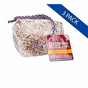 REDMOND - Rock on a Rope Unrefined Salt Rock for Horses 3 to 5 lbs (3 Pack)