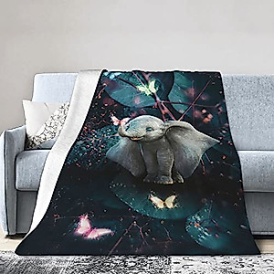 Fantasy Elephant Butterfly Blanket Elephant Gifts for Women Girls Super Warm Soft Cozy Elephant Throw Blanket Plush Flannel Blanket for Kids Adults Bed Birthday Gifts 40"X50"