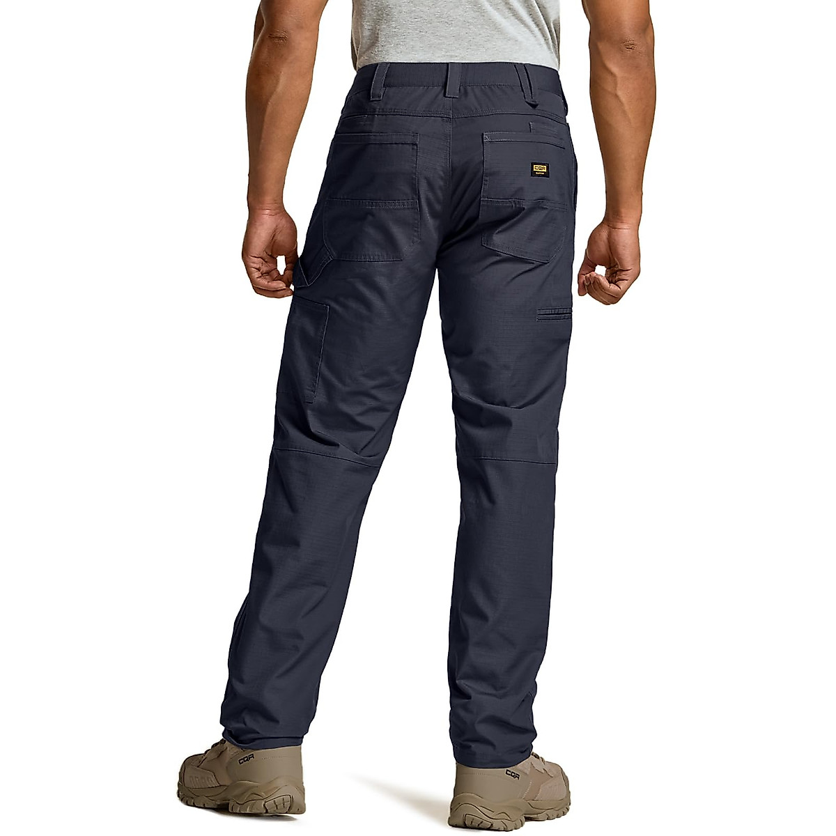 CQR Men's Ripstop Work Pants, Water Resistant Tactical Pants, Outdoor Utility Operator EDC Straight/Cargo Pants, Straight Police Navy, 44W x 30L