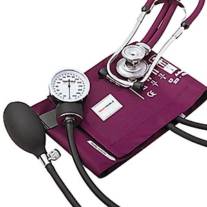 McKesson Premium Aneroid Sphygmomanometer and Stethoscope Combo Kit - Blood Pressure Gauge/Cuff, Sprague Rappaport Stethoscope, Magenta - Size 11, 23-40 cm, 22 in Tube, 1 Count