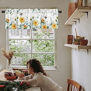 Butterfly Floral Window Kitchen Curtain Valance, Window Curtain Valance Rod Pocket, 1 Panel Short Valances Window Treatment for Living Room Bedroom Bathroom Cafe (42x18 Country Style Butterfly)
