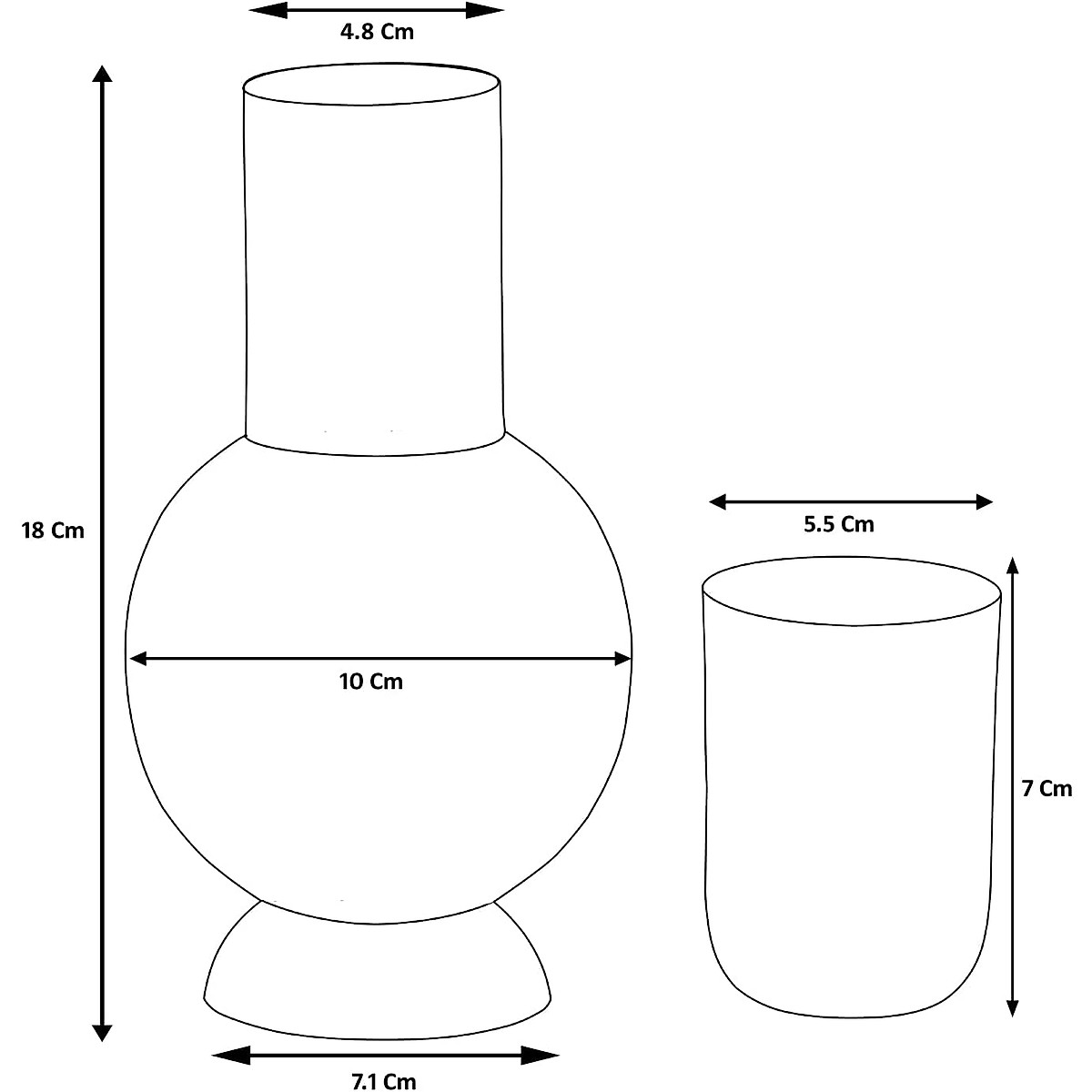 Carafe Pure Copper Bedside For Ayurveda Health Benefits, Capacity - 1000 Ml. (33.8 US Fluid Ounce).