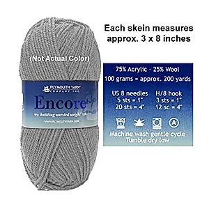 Plymouth Yarn for Knitting Encore Worsted Teal Topaz 0157, 5-Skeins (Same Dyelot, Total: 500 gr, 1000 yds), Medium Weight #4, 75% Acrylic/25% Wool Blend, Bundle with Artsiga Crafts Project Bag