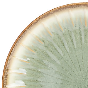 Gibson Elite Mayfair Bay Embossed Double Bowl Dinnerware Set, Service for 4 (16pcs), Green