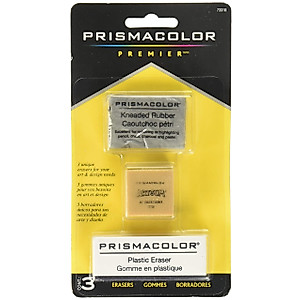 Prismacolor Premier Kneaded, ArtGum and Plastic Erasers, 3 Pack