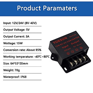 BINZET DC Converter Step Down Regulator 5V Regulated Power Supplies Transformer Converter (5V 3A 15W)