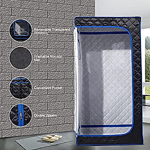 Smartmak Full Size Steam Sauna Tent for Home, Portable 1 Person Spa Room for Detox Therapy, Relaxation Steamers NOT Included (33.9" L*33.9" W*65.8" H Black)