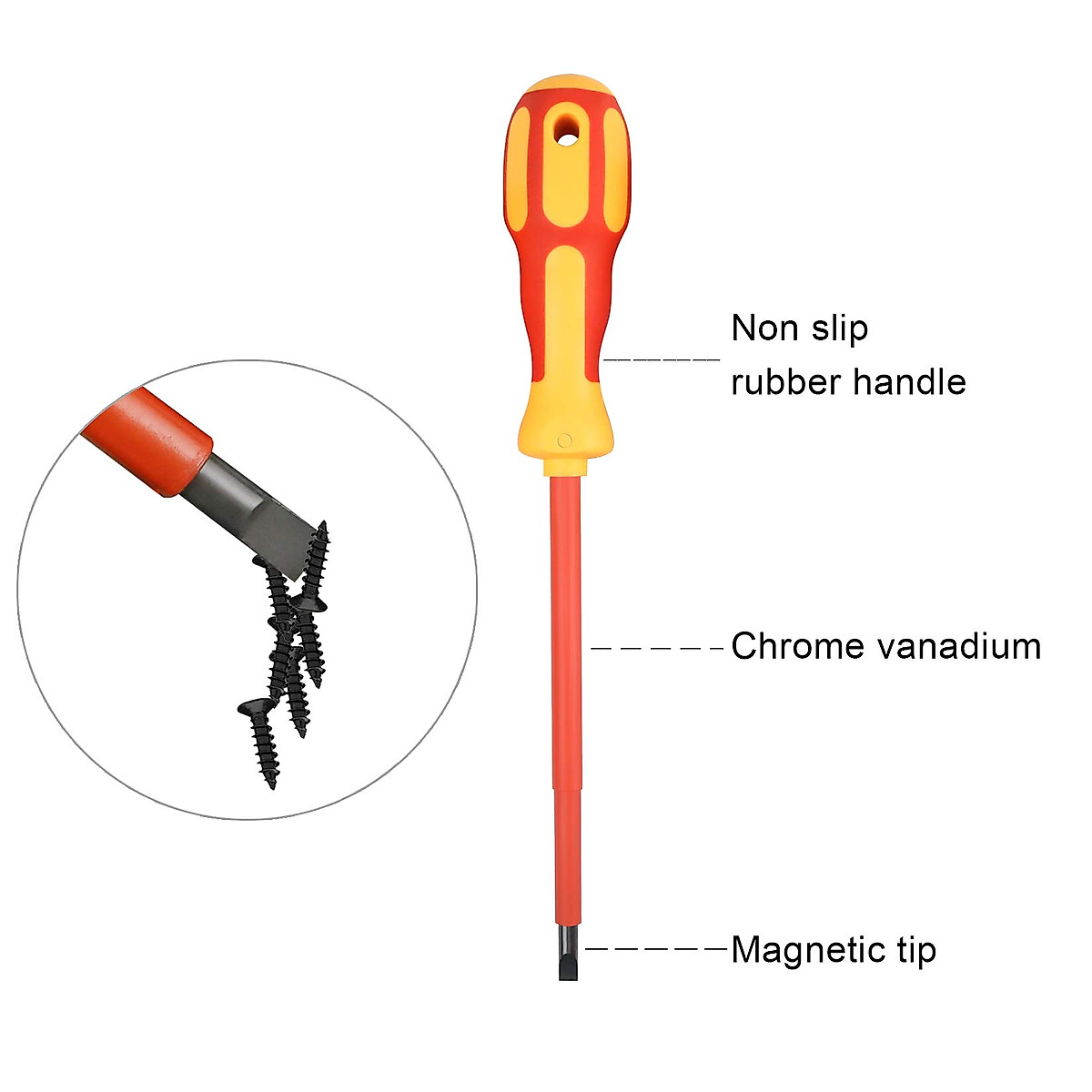 uoboeuq 9 Piece 1000V Insulated Electrician Screwdrivers Set with Magnetic Tips, Slotted and Phillips Bits Non-Slip Grip, with 1 Test pen Electrical screwdriver set