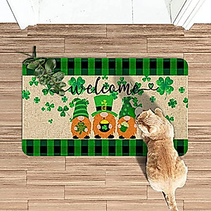 Roszwtit St Patricks Day Door Mat 30 X 17 Inch St Patricks Day Gnome Doormat Indoor Outdoor Entrance Floor Mat Non Slip Rubber Welcome Mats