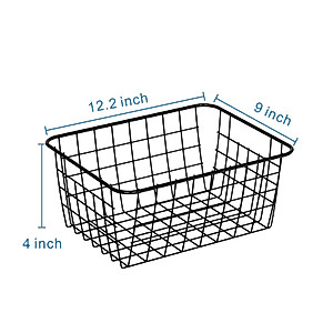 iSPECLE Upright Freezer Organizer Bins - 4 Pack Small Stand Up Freezer Baskets for 13 cu.ft Freezer, Easily Get Food with Handle and Stop Food Fall out from Freezer, Improve Air Circulation, Black