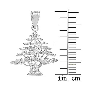 Polished 925 Sterling Silver Cedar Tree Charm Pendant Necklace, 22"