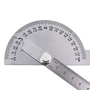 ChgImposs 0-180 Degree Angle Finder, Stainless Steel Round Head Rotary Protractor Scale Angle Finder Adjustable Double-arm Ruler Angle, Finder Craftsman Ruler Machinist Tool