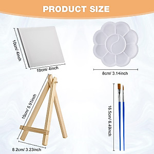 32 Pack Mini Canvases for Painting, Small Stretched Painting Canvas with Mini Easel 4x4 Inch, Art Canvases Painting Kit with 64 Brushes & 32 Paint Tray for Kids Acrylic Pouring Oil Water Color Supply