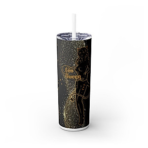 Leo Queen Zodiac Goddess 20oz Skinny Tumbler, Glitter Travel Coffee Skinny, Cosmic Astrology Woman Cup,Gift For Her, Personal Gifts
