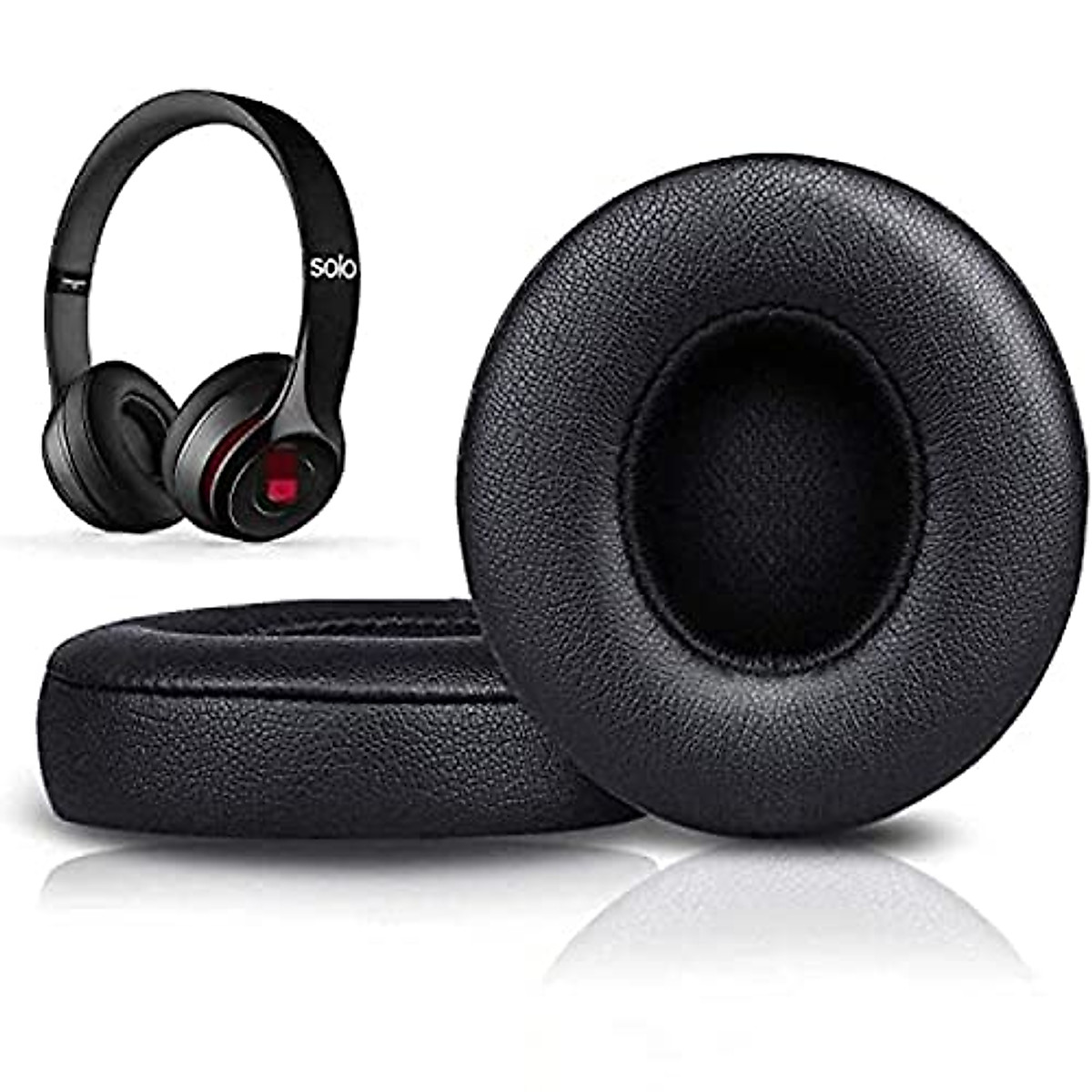 Replacement Ear Pads for Beats Solo 2 and Solo 3 by Niukeke, Headphone Ear Covers with High Density Memory Foam, Soft Leather, Adaptive Noise Cancelling Headphones Replacement Earpads Cushions