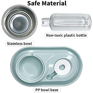 Fhiny Dog Cat Double Bowls, Bunny Automatic Water Bottle Set Dispenser Detachable Stainless Steel Bowls for Small Animals Cats Kitten Puppy Squirrel