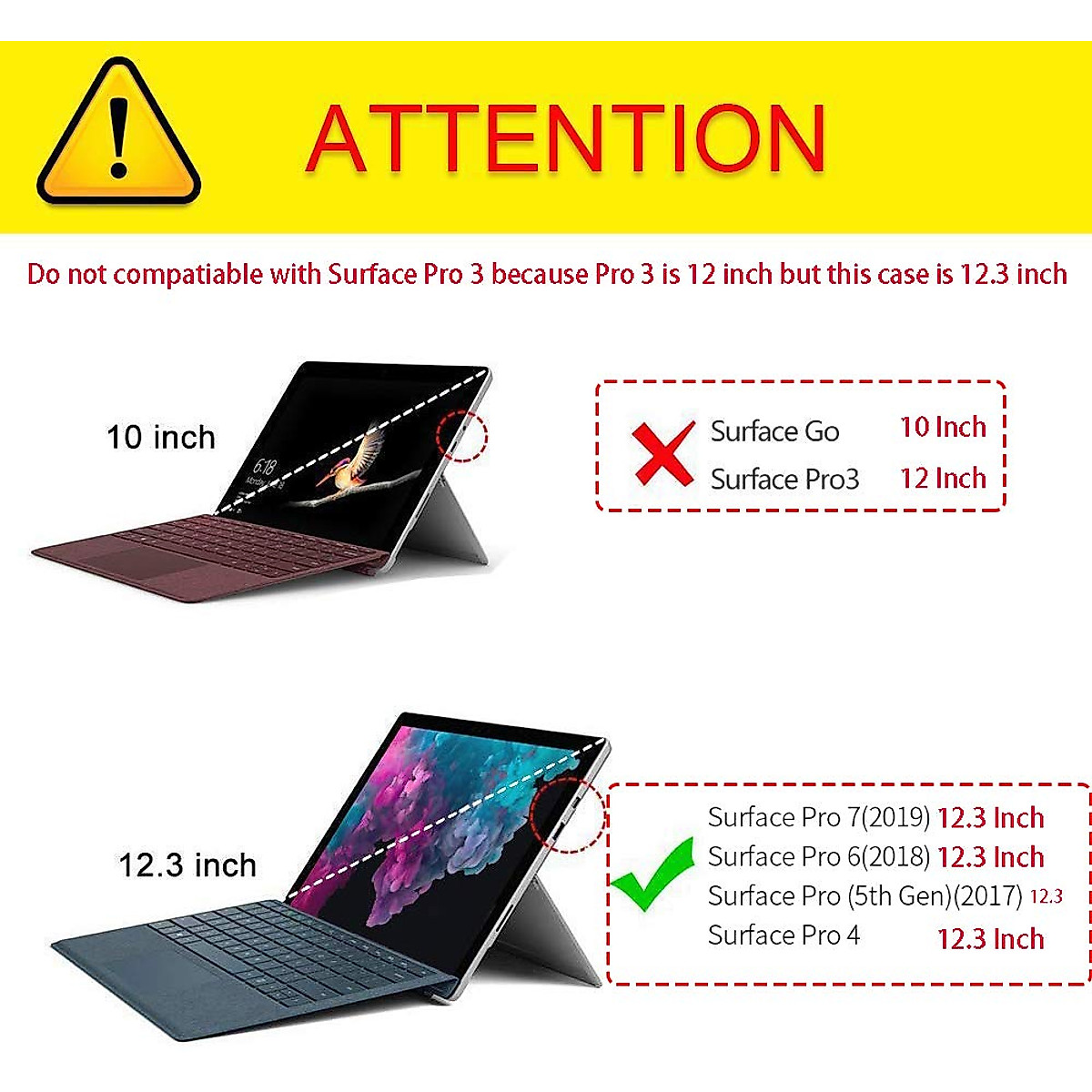 LnarrCase Surface Pro Case for Microsoft Surface Pro 7 / Pro 6 / Pro 5 / Pro 4 12.3 Inch Tablet Multiple Angle Viewing Compatible with Type Cover Keyboard -Grey
