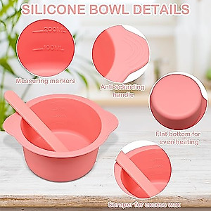 2Pcs Silicone Wax Warmer Liner, Silicone Wax Bowl for Wax Warmer, Non-Stick Wax Melt Warmer Wax Pot Replacement, Reusable Wax Melt Liner with 2 Pcs Wax Spatula Sticks for Hair Removal (Purple, Pink)