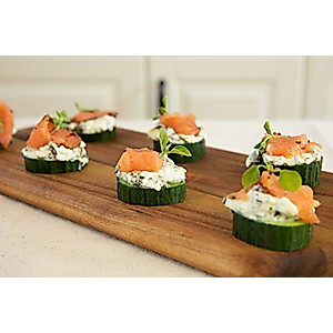 Villa Acacia Wooden Cutting Board - 17 x 6 Inch Wood Board Serving Tray for Bread and Cheese with Handle - Decorative Charcuterie Boards for New Home, Wedding Gift