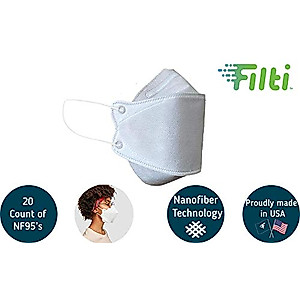 FILTI 10 Pack Disposable Respirator, MERV 16 Nanofiber Technology 6-Layer Filter Protection - Comfortable, Breathable|MADE IN USA - White