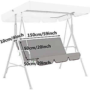 BTURYT Waterproof Swing Seat Cover,Swing Cushion Cover Replacement,Dustproof Protective Covers for 3 Seat Garden Swing Chair Cushions-(Chair Cover only)
