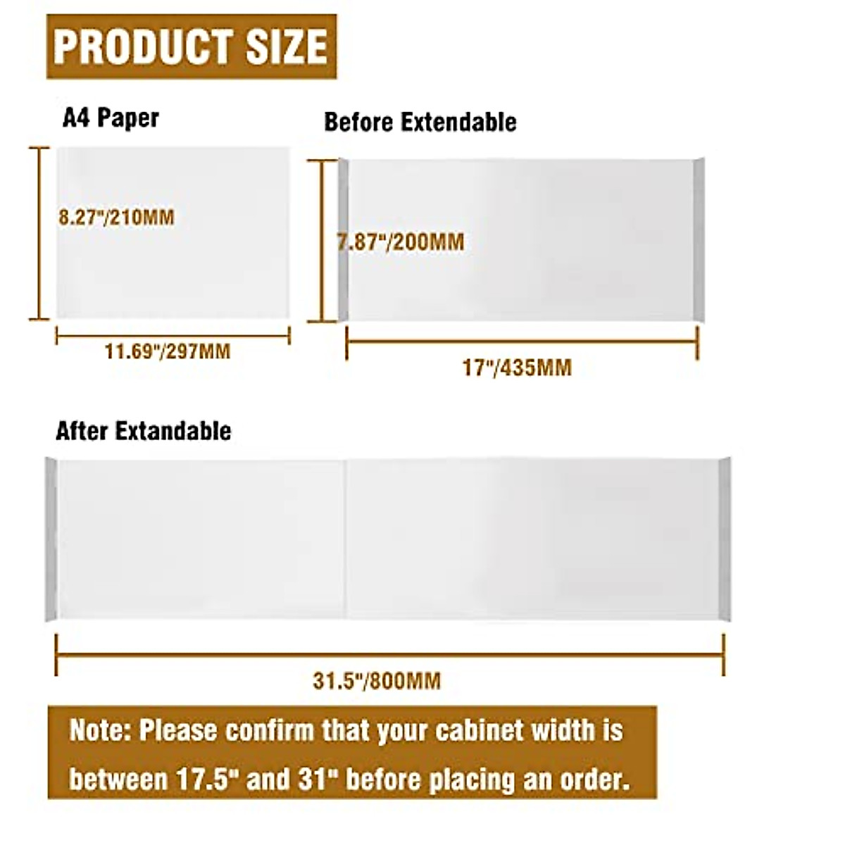 Adjustable Closet Storage Shelves with Seamless Sticker, Expandable Wardrobe Shelves Organizer System for Kitchen, Cupboard, Wardrobe, Under Sink and Bathroom, Easy Installation (Small, 1Pack)