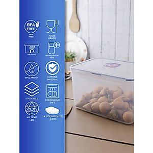 LocknLock Easy Essentials Airtight Rectangular Tall Food Storage Container 152.16-oz / 18.8 Cup, Clear