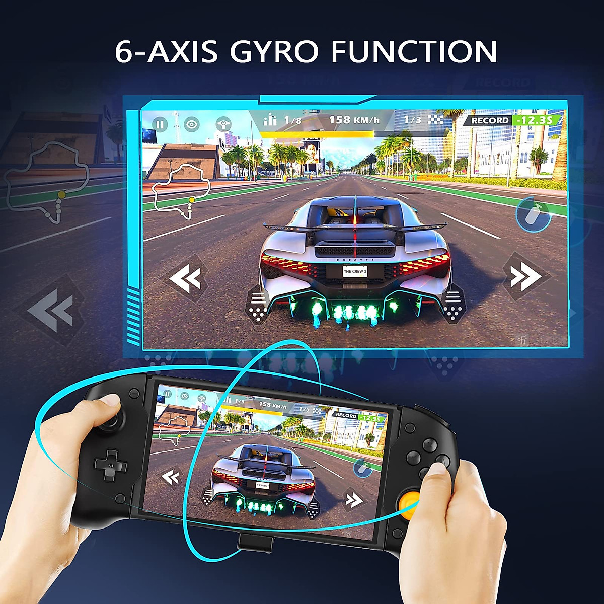 Nargos Grip Controller for Switch/Switch OLED, Ergonomic Handheld Gamepad with 6-Axis Gyro, Dual Motor Vibration and Screen Capture Button (Black)
