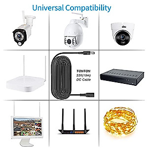 LONNKY 12V DC Extension Cord 33FT/10M,5.5mm x 2.1mm,Male to Female Power Cable,Black DC Extension Cable,Used for CCTV Security Cameras,LED Strip