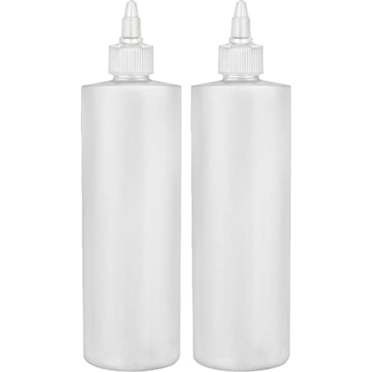 BRIGHTFROM Condiment Squeeze Bottles, 16 OZ Empty Squirt Bottle with Twist Top Cap, Leak Proof - Great for Ketchup, Mustard, Syrup, Sauces, Dressing, Oil, Arts and Crafts, BPA FREE Plastic - 2 PACK