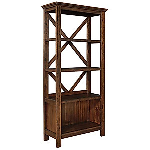 Signature Design by Ashley Baldridge Rustic 78" Bookcase with 4 Shelves, Distressed Brown