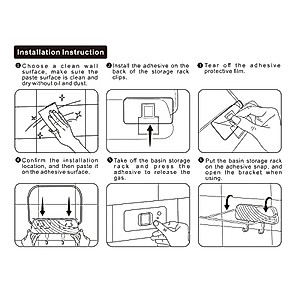 Poeland Folding Wash Basin Rack, Adhesive Wall Mounted Hanging Wash Basin Holder with Hook, Bathroom Basin Storage Stand