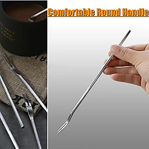 Pickle Fork, 8.6 Inches Long Handle Olive Forks, Round Handle Stainless Steel Salad Forks, 2-Tine Fork for Dessert Appetizer Cocktail Fruit and Vegetables, Set of 3, Silver