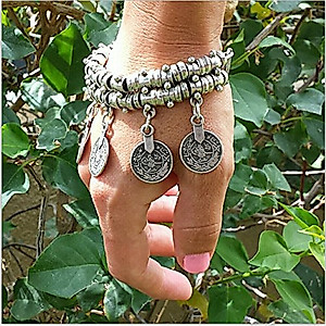 Zealmer Boho Bracelet Set Bohemian Coin Bracelet Tribal Statement Design Hand Bracelet 2 Types
