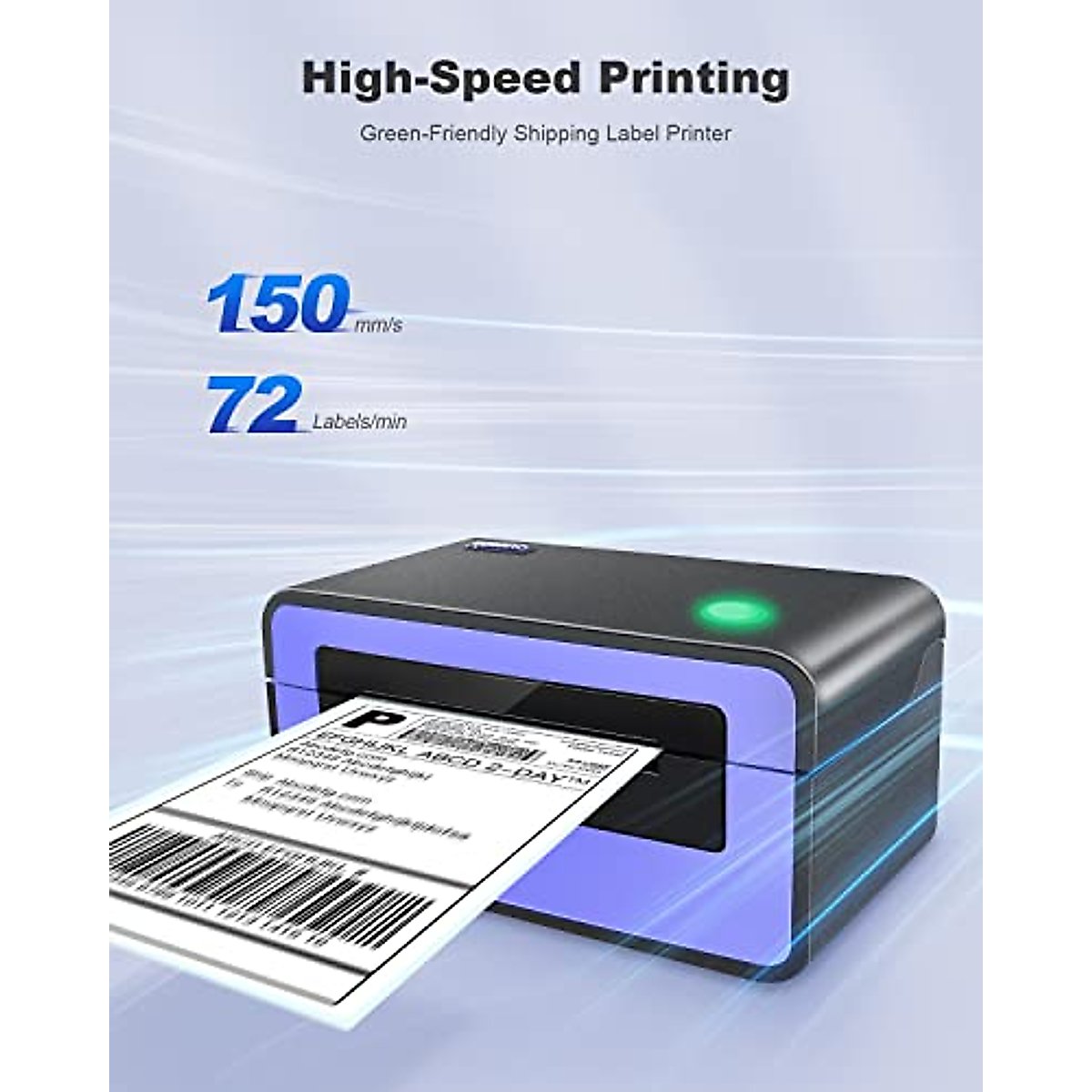 POLONO Shipping Label Printer, PL60 4x6 Label Printer for Shipping Packages, Direct Thermal Printer, Compatible with Windows, Mac, Linux, Widely Use for Shopify, Ebay, Amazon, UPS, FedEx, Etsy