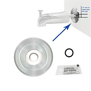 Welvzen 1/4" Spacer for Tub Spout, Flange Trim Ring for Bath Faucet, Eschutcheon Cover Plate for Spigot with Split PP Blocking Water, Shower Pipe Remodeling Sealer for Bathroom(SUS304-Brushed)