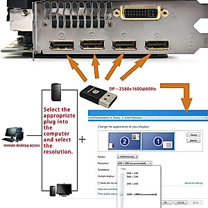 FUERAN DP - DisplayPort Display Emulator EDID Emulator Plug 2K (fit Headless 2560x1600@30Hz) 4K 4096x2160@60Hz Display Port Dummy Plug DisplayPort Compatible (DP-2P)