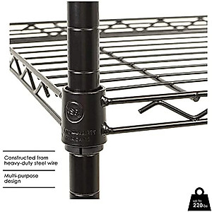 Heavy Duty 5-Tier Shelving Unit Commercial Grade Adjustable 900Lbs Capacity Steel Storage Rack 30L x 14D x 60H Mobile Shelves Wire Shelf Silver Rolling Utility Cart for Pantry Garage Kitchen- Black