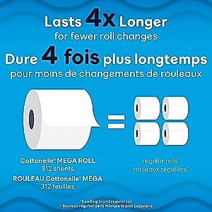 Cottonelle Ultra Clean Toilet Paper, 1-Ply, Strong Tissue, 36 Mega Rolls (312 Sheets per Roll), Packaging May Vary