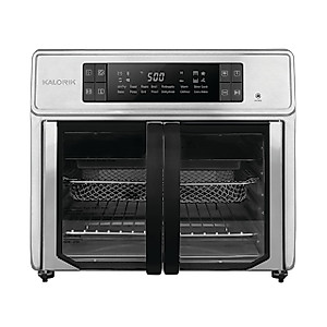 Kalorik Air Fryer Oven MAXX Advance Series 26-Quart with Digital Controls Easy-View Door and 14 Cooking Presets, Includes Cooking Accessories, 1700-Watts, Black