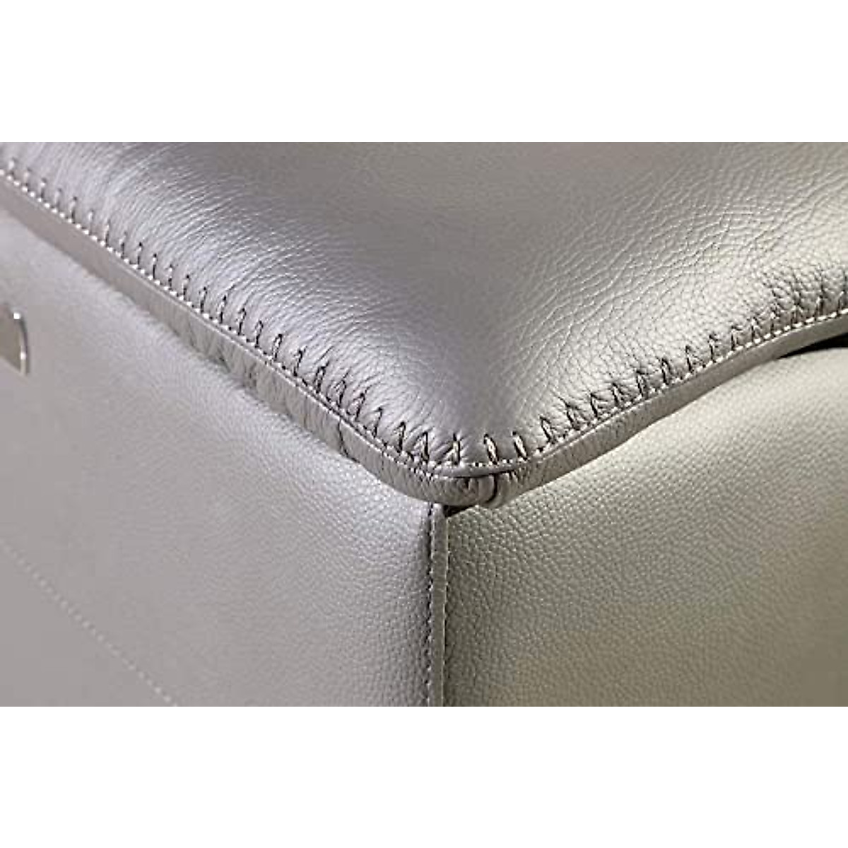 Blackjack Furniture Venice 7 Piece Italian Leather Sectional Sofa with 3-Power Recliners, Adjustable Headrest, Lumbar Support, USB and Wireless Charging Station, Extra Large Storage, 1 Console, Gray