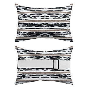 Chaise Lounge Head Resting Pillows, Gray Camouflage Gradient Mottled Retro Watercolor Outdoor Chaise Pillows, Waterproof Patio Furniture Pillows with Insert and Adjustable Stripe for Beach Chair