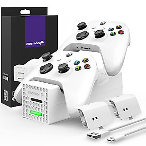 Fosmon Dual 2 Controller Charger Station with 2X 2400mWh Rechargeable Battery Pack Compatible with Xbox Series X/S Controllers (Not for Xbox One/360)