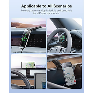 Baseus for Magsafe Car Mount Charger, 15W Wireless Car Charger Phone Holder, Magnetic Car Dash Mount for iPhone 15 14 13 12 Pro Plus Max, Bendable Memory Titanium Alloy for All Dashboard, Windshield