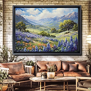 Enchanting Texas, Native Texas Hill Country Bluebonnet Landscape - Fine Art Print Mounted in a White Mat Board